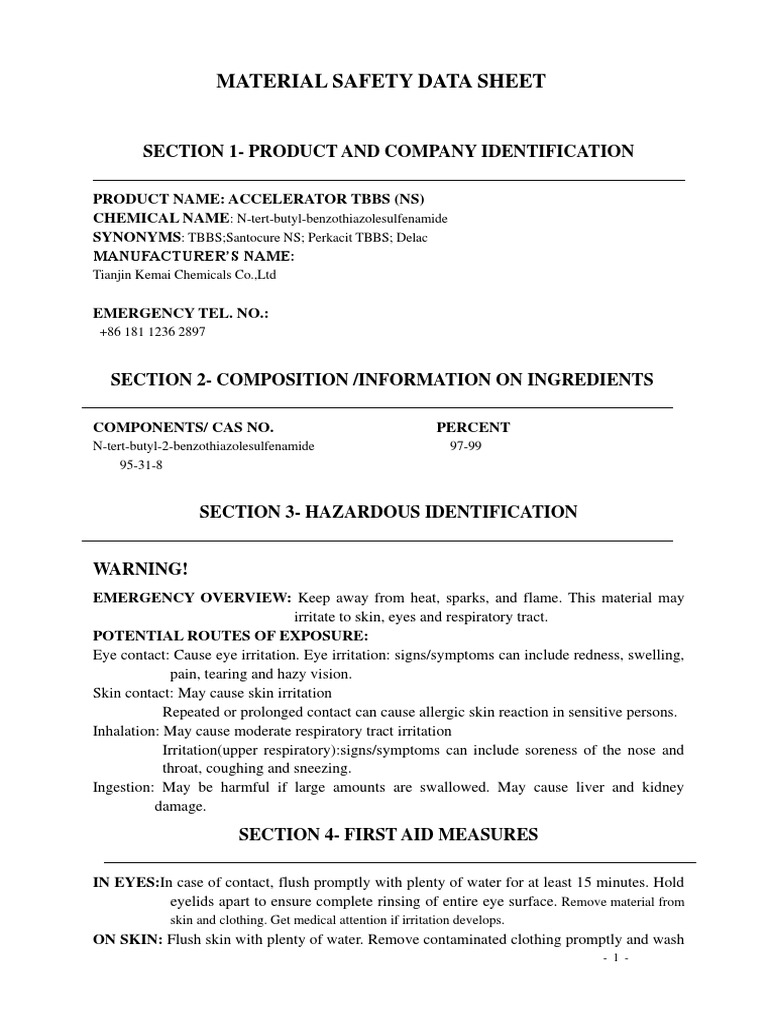 MSDS TBBS Nouvel Accélérant | PDF | Personal Protective Equipment | Water