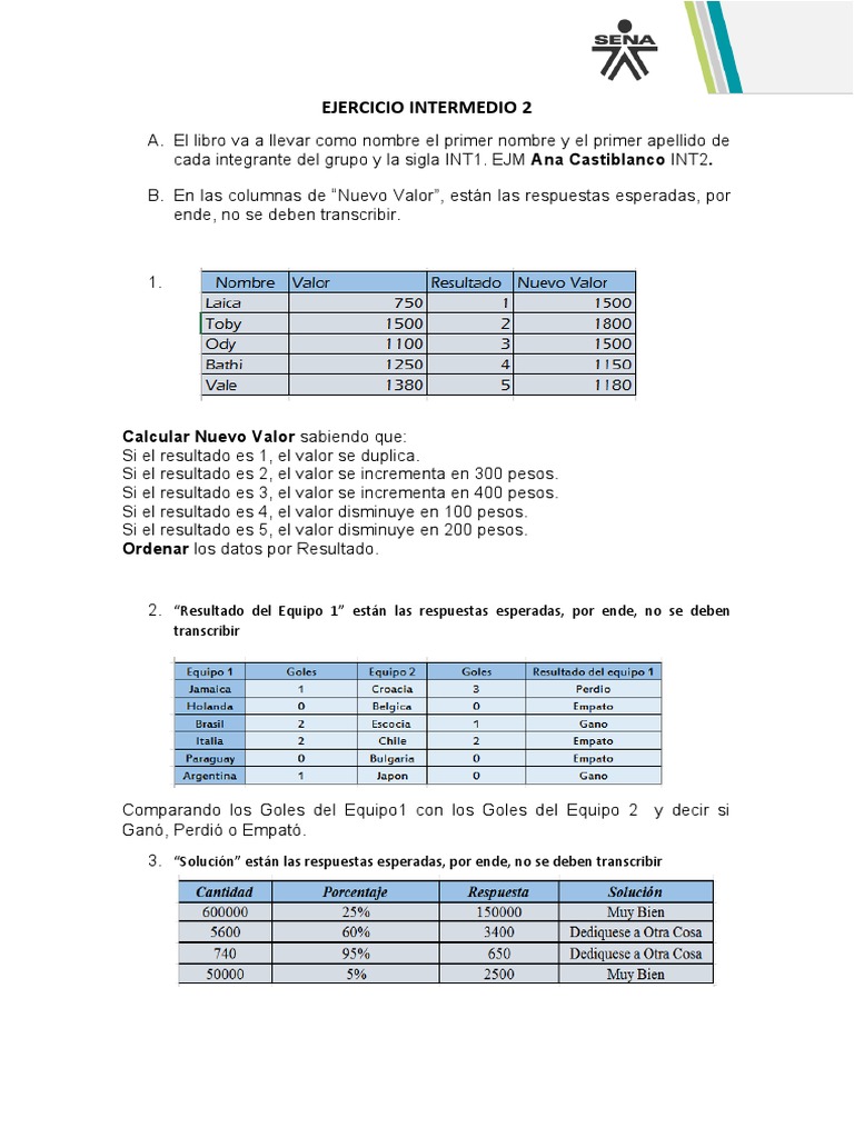 Ejercicios Intermedios 3 SI Anidado. | PDF