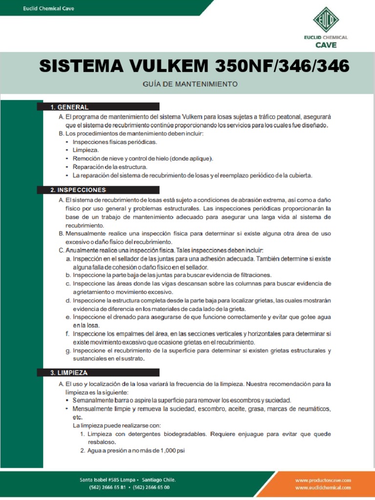 Mantenimiento Vulkem | PDF