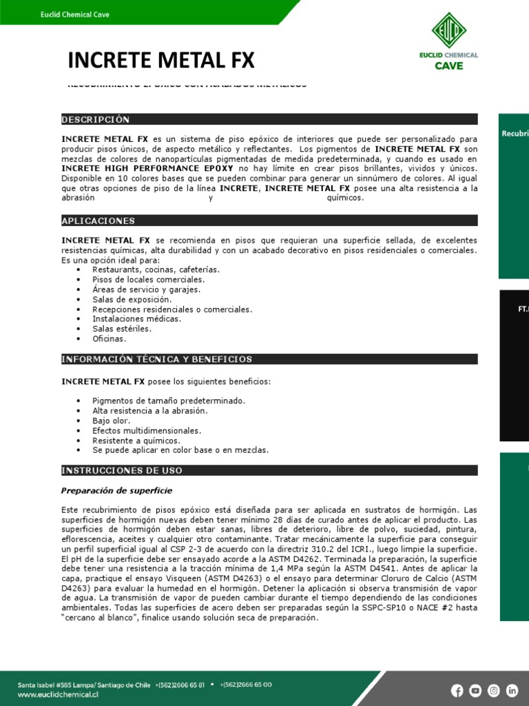 FT - Pc.co.130 Increte Metal FX V02 (213554) | PDF | Hormigón | Epoxy