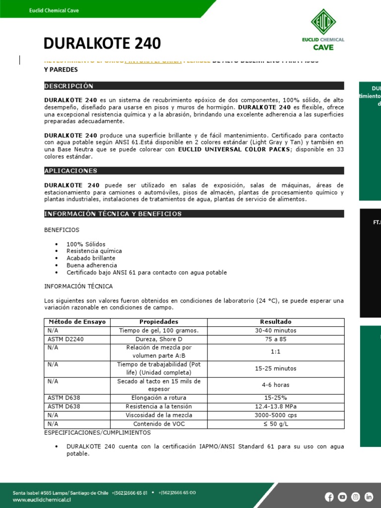 FT - Pc.co.277 Duralkote 240 V02 (214611) | PDF | Revestimiento | Ácido