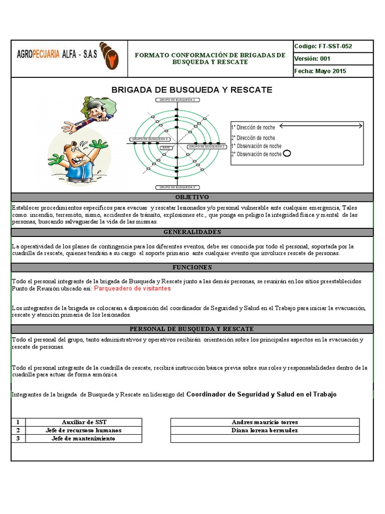 FT-SST-052 Formato Conformación de Brigada de Busqueda y Rescate | PDF