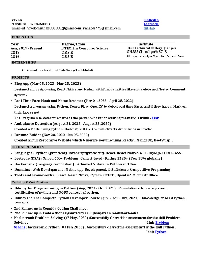 Vivek Resume | PDF