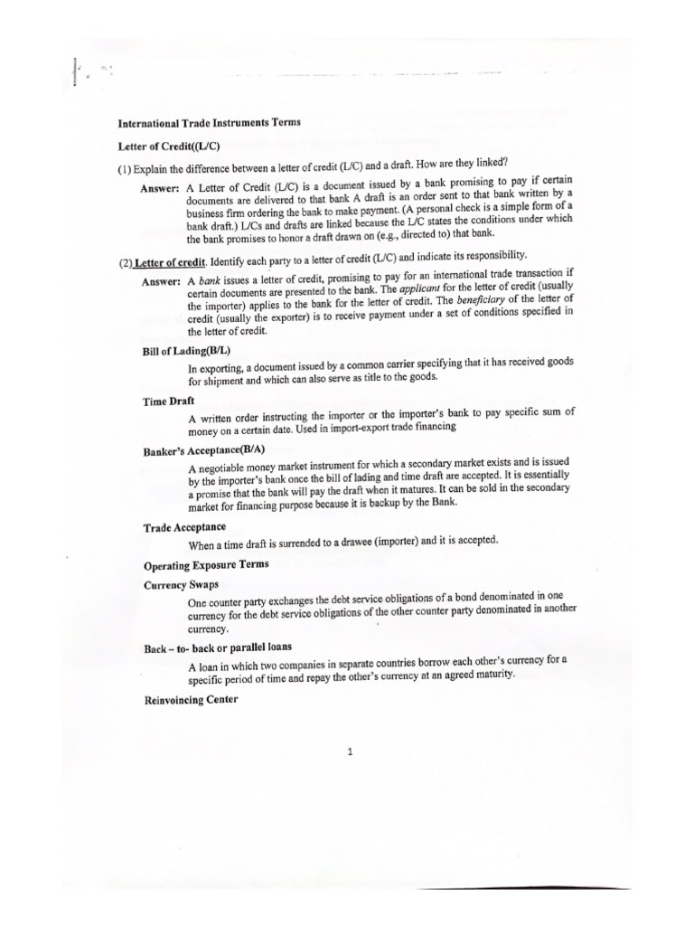 International Trade Instrument Terms | PDF