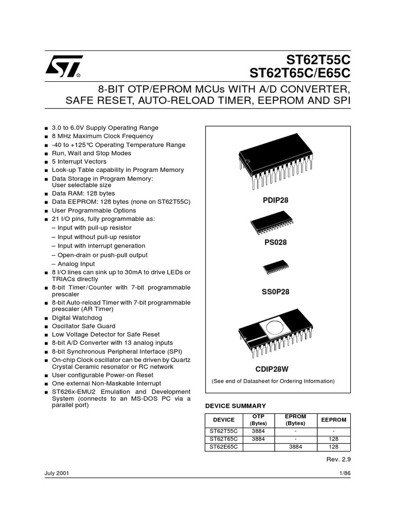 Datasheet - HK st62t65cn6 5503559 | PDF | Read Only Memory | Microcontroller