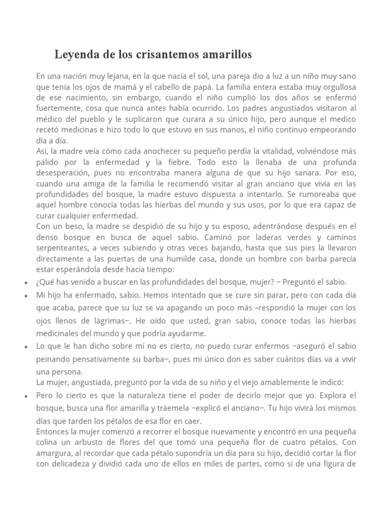 Leyenda de Los Crisantemos Amarillos | PDF | Religión y espiritualidad