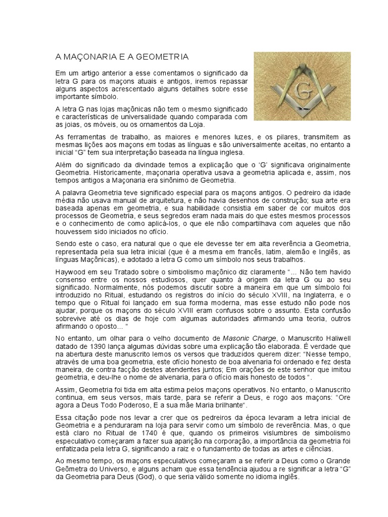Geometria na Maçonaria: Significados e Símbolos | PDF | Maçonaria ...