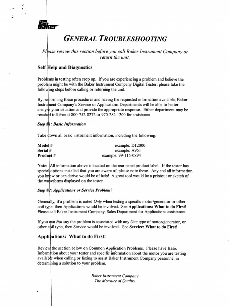 Baker D1200 Troubleshoot Guide | PDF | Voltage | Analog To Digital ...
