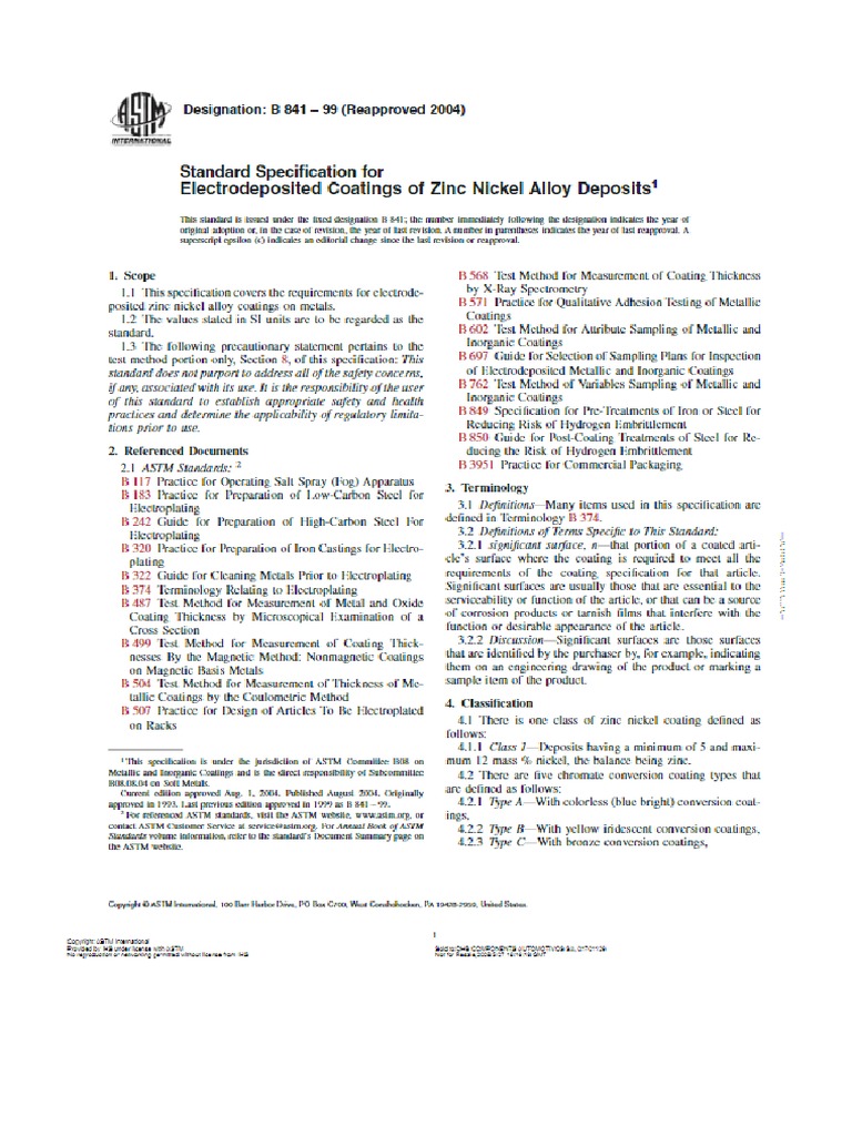 Astm B841 - Zinco Níquel | PDF