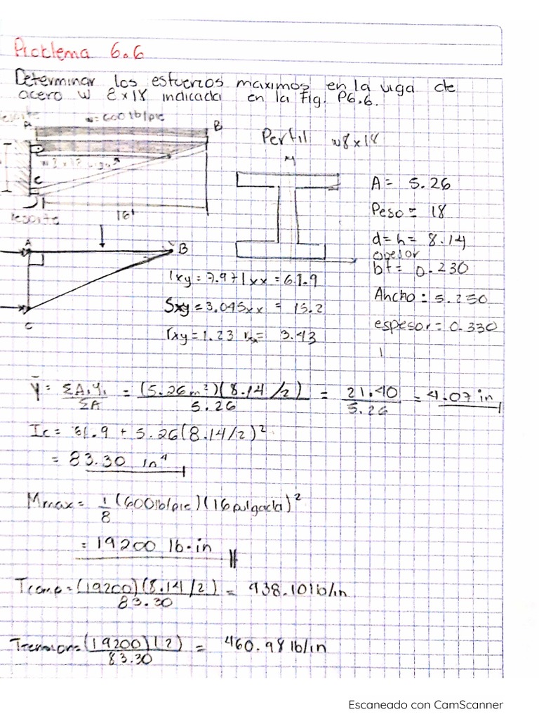 Ejercicio 6.6, Mecánica de Materiales 2, Equipo 1 | PDF