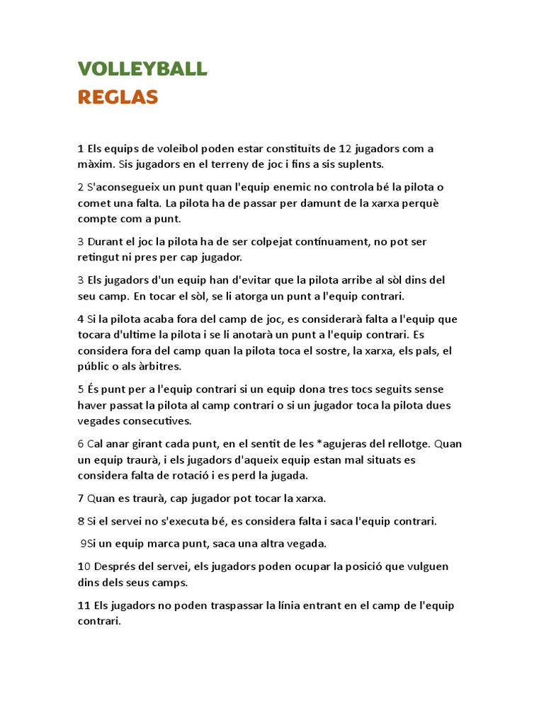 Reglas Voley | PDF