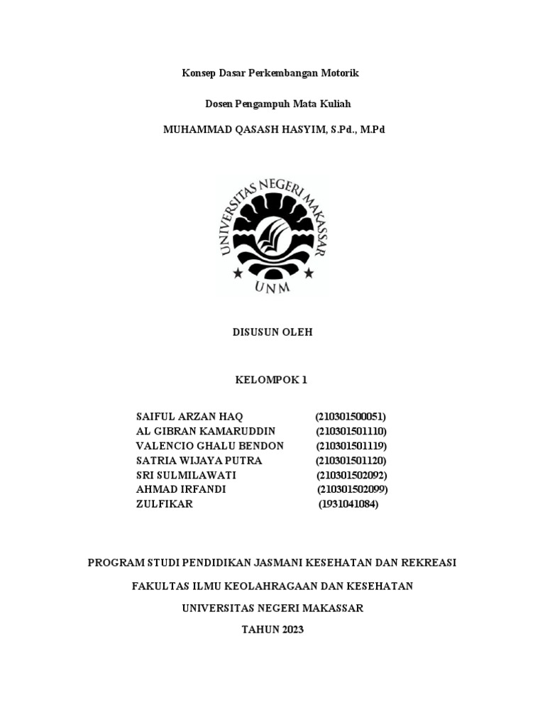 Konsep Dasar Perkembangan Motorik Klmpok 1 | PDF