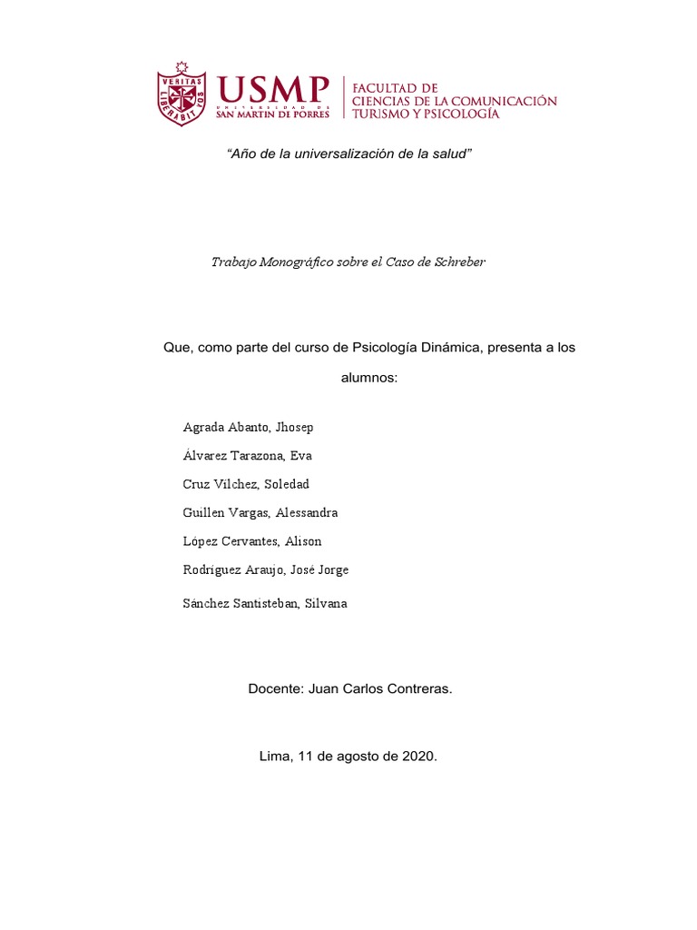 Monografía - Caso Schreber | PDF | Sigmund Freud | Carl Jung