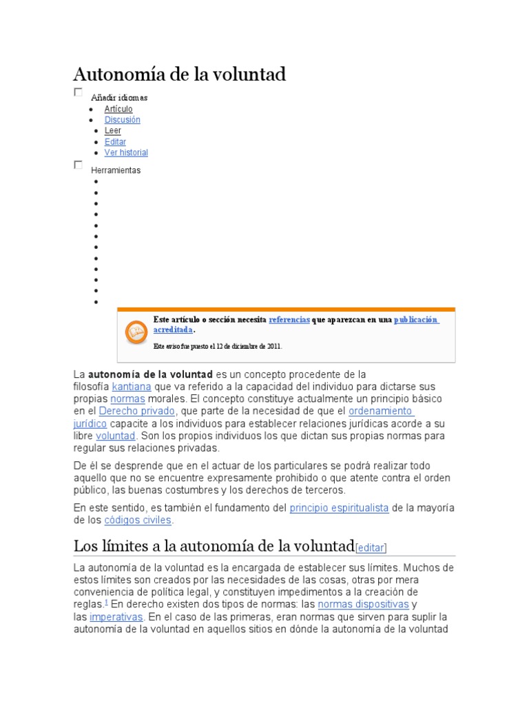 Autonomía de La Voluntad | PDF | Ciencias Políticas | Principios éticos