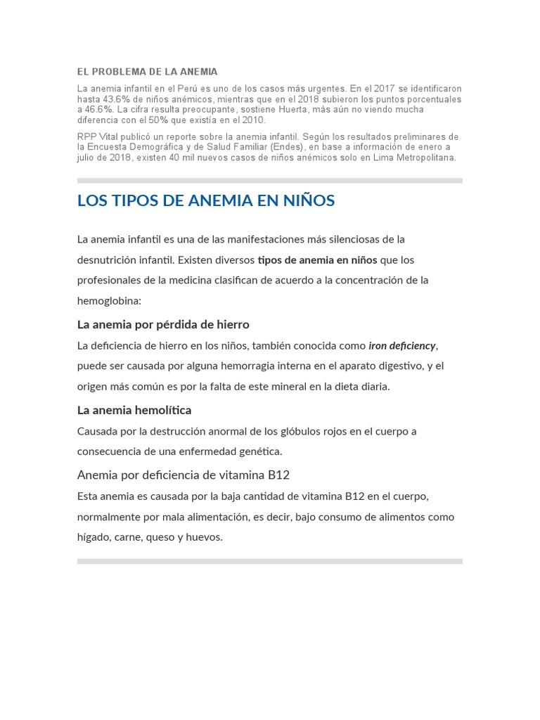 El Problema de La Anemia | PDF | Anemia | Enfermedades y trastornos