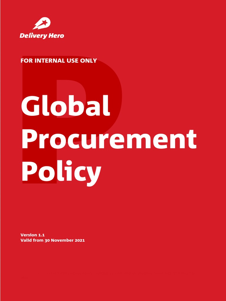 Global Procurement Policy Version 1.1. Clean | PDF | Non Disclosure ...