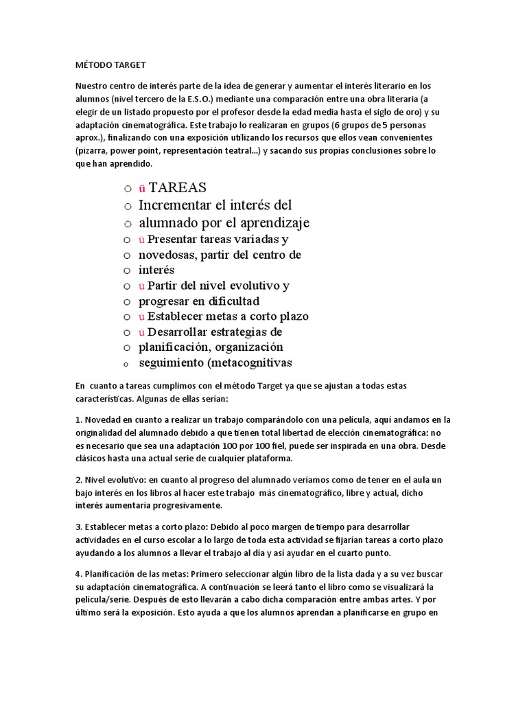 Método Target: Fomentando el Interés Literario | PDF | Evaluación ...