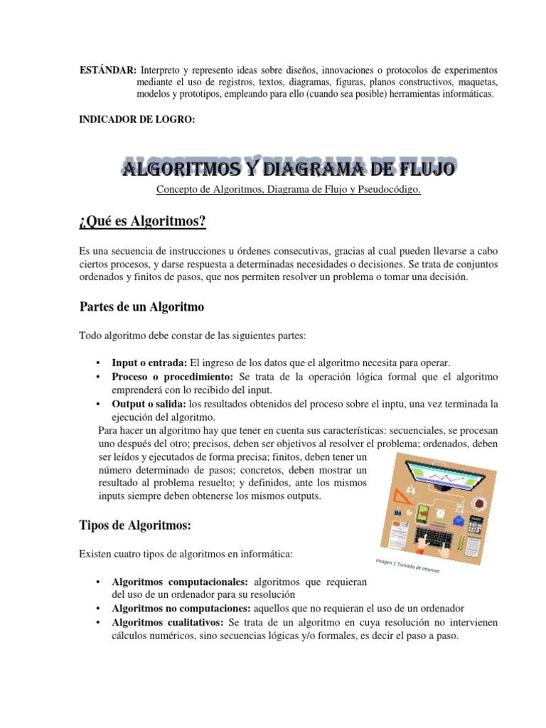 Guia 4 Algoritmos Informática | PDF | Algoritmos | Lenguaje de programación