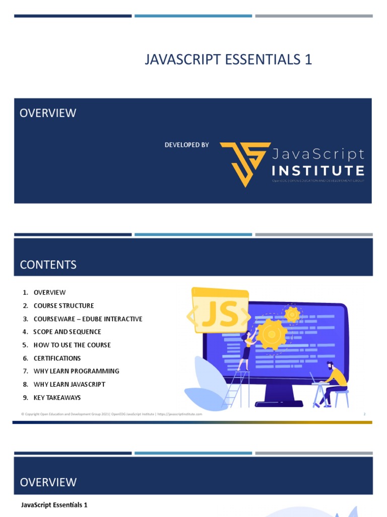 Js Essentials 1 Overview 20211029 Pdf Java Script Control Flow