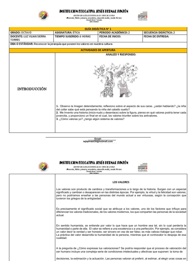 Guia N 1 Octavo Ética Segundo Periodo 2023 | PDF | Justicia | Crimen y ...