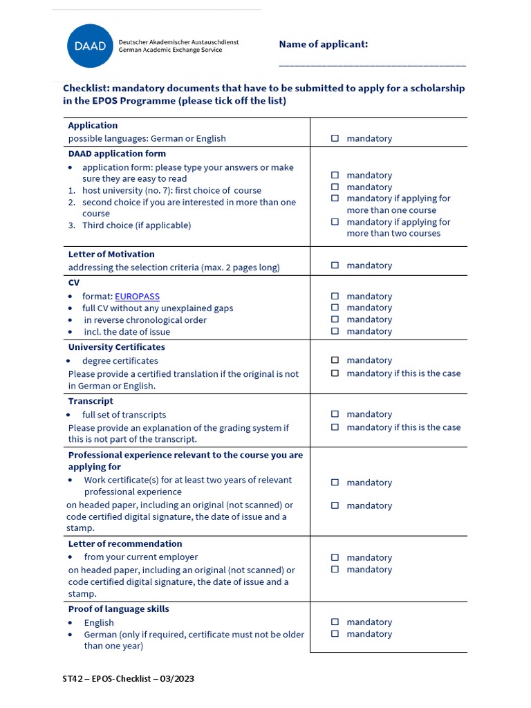 Epos Checkliste | PDF