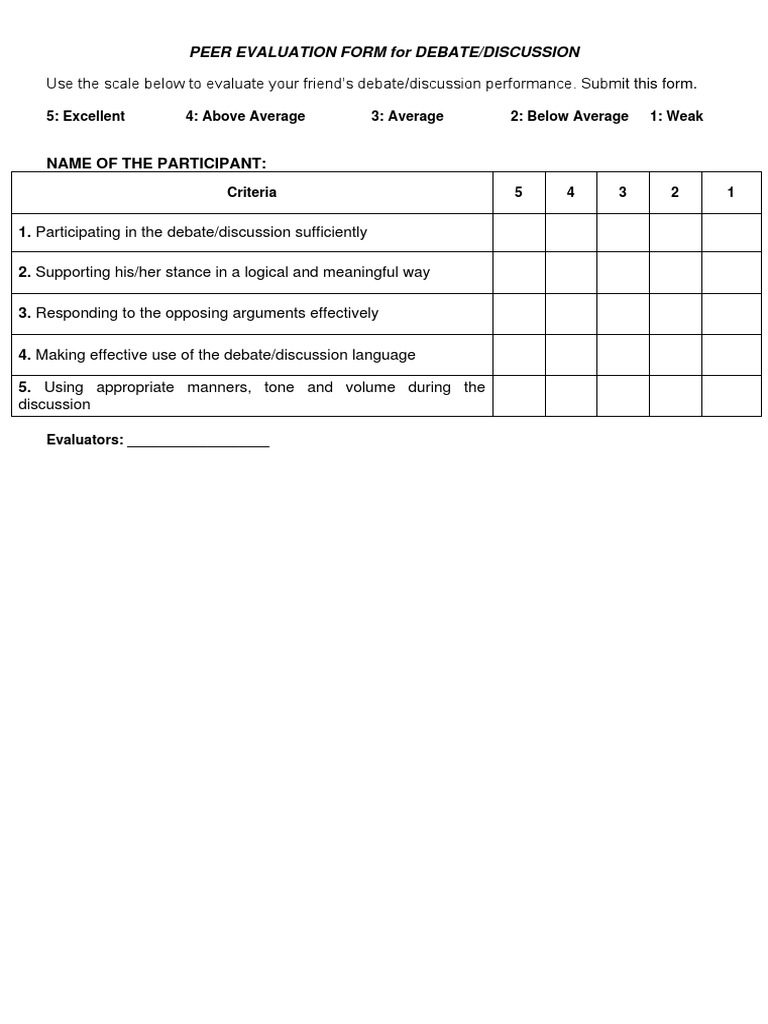 Debate Feedback Template | PDF