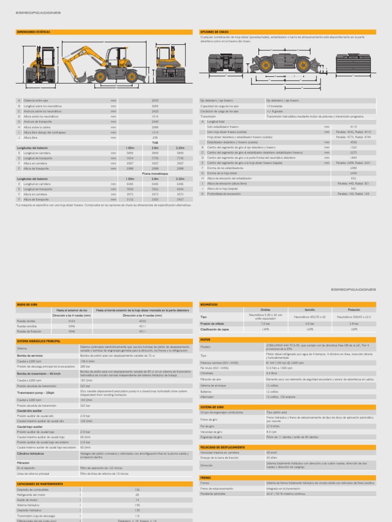 Ficha Tecnica JCB Hydraly | PDF