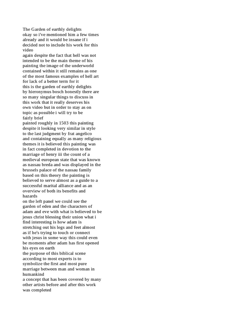 The Garden of Earthly Delights | PDF