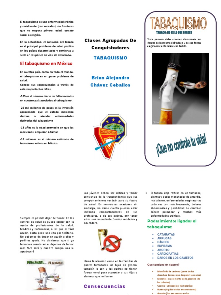 Triptico Tabaquismo Fumar Tabaco Tabaco Prueba Gratuita De 30