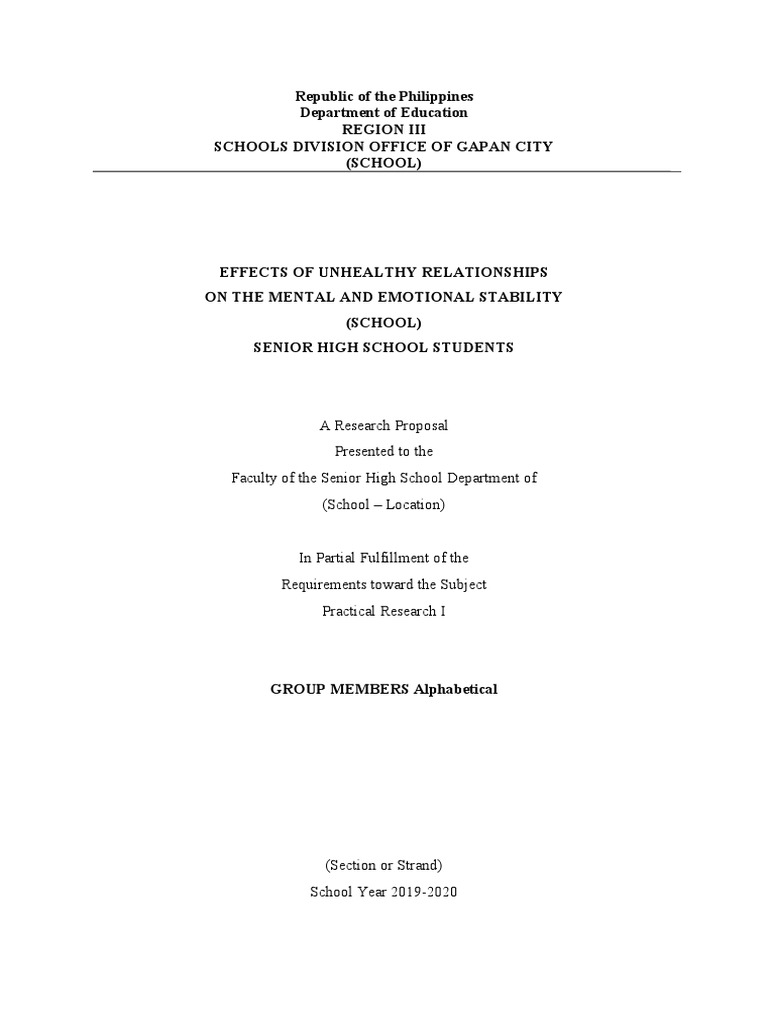 Research Chapter 1 Sample 1 Pdf Adolescence Self Esteem