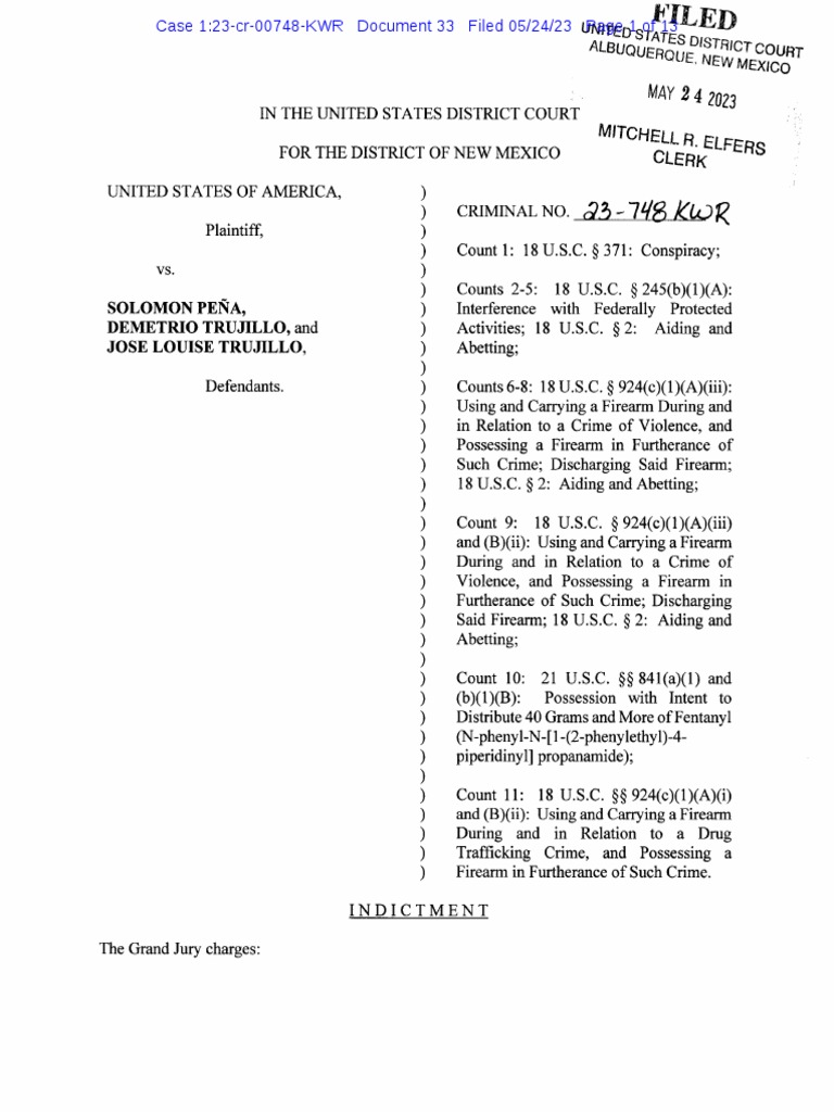 USA V Pena Et Al Redacted Indictment | PDF | Indictment | Justice