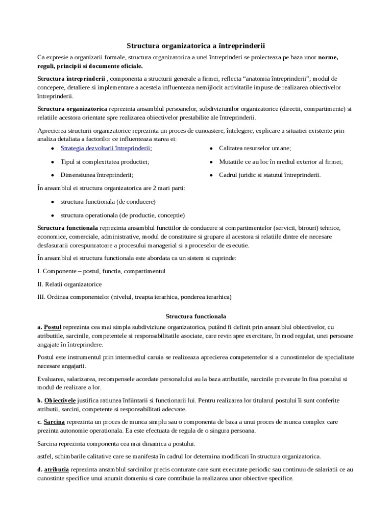 Structura Inteprinderii | PDF