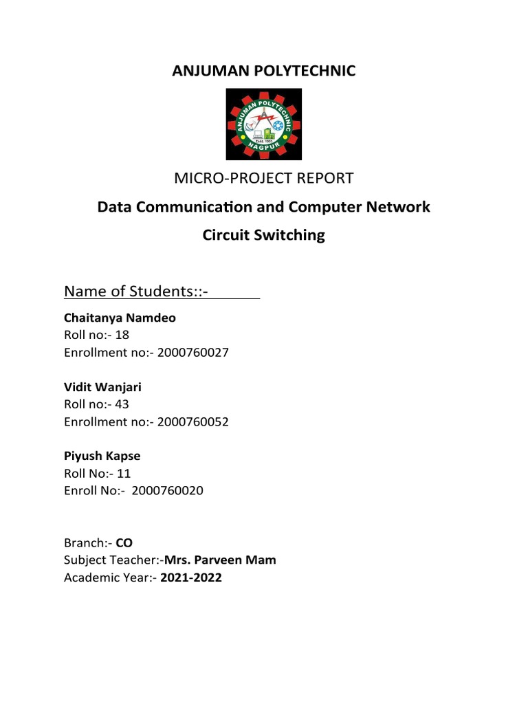 Anjuman Polytechnic: Micro-Project Report | PDF | Computer Network | Packet Switching