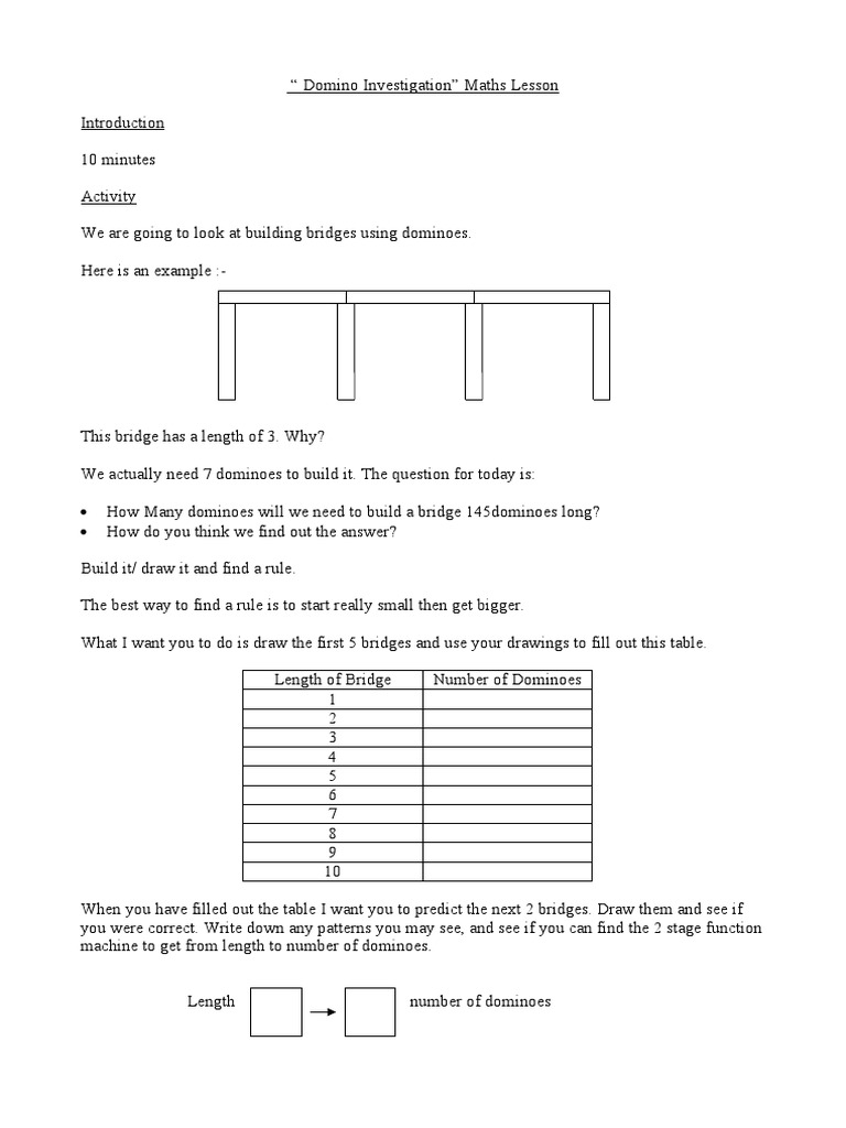Domino Bridge Math Lesson Plan | PDF