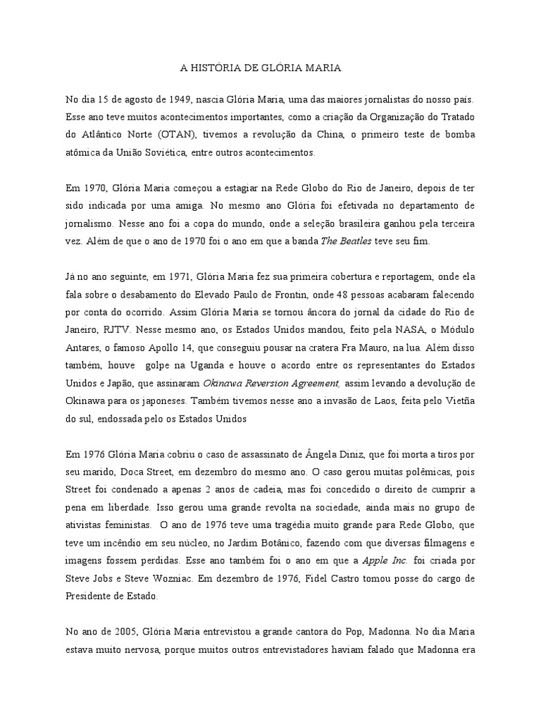 A História de Glória Maria | PDF | Japão | Os Estados Unidos