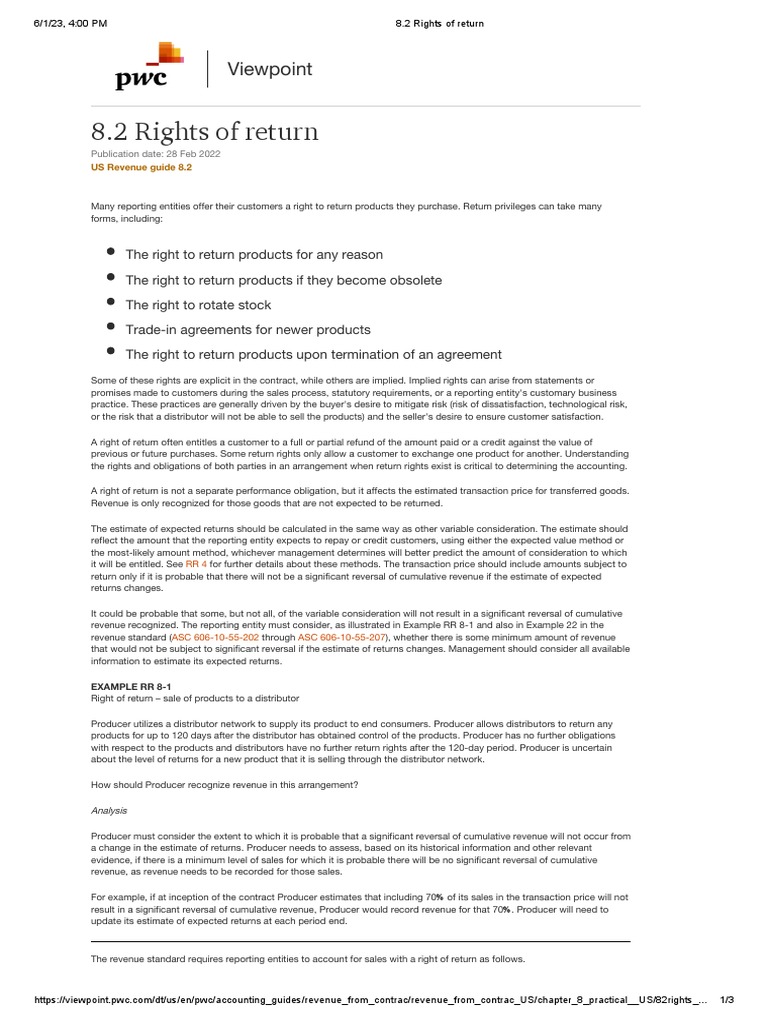 8.2 Rights of return-IFRS 15 | PDF | Business