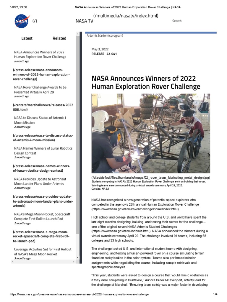 NASA Announces Winners of 2022 Human Exploration Rover Challenge - NASA ...