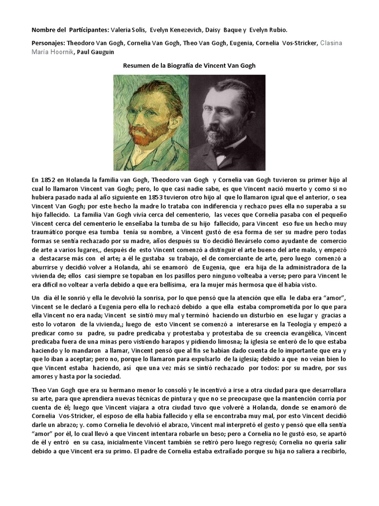 Biografia de Van Gogh | PDF | Vincent Van Gogh