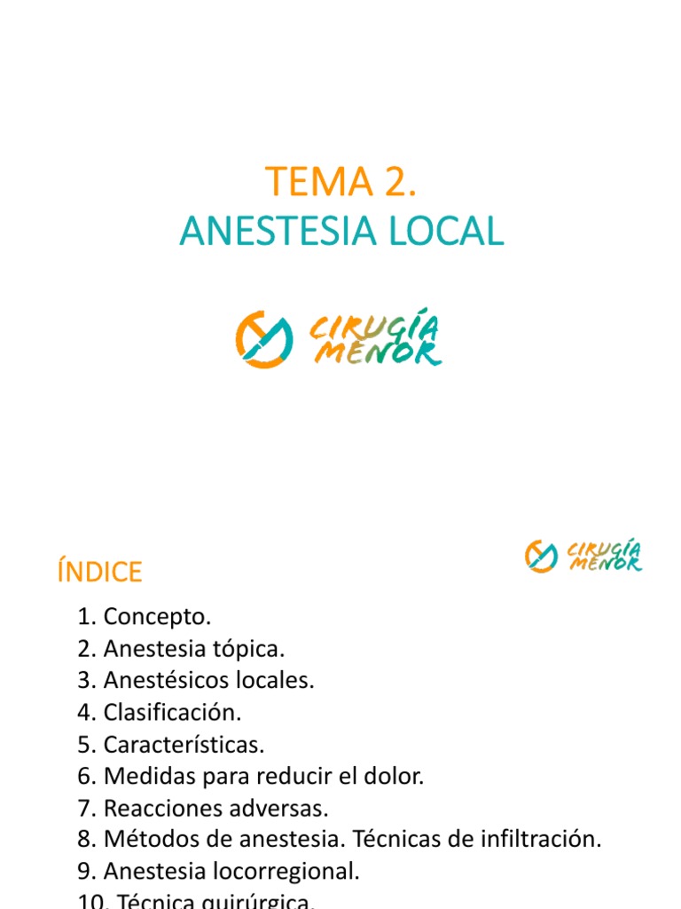 Guía sobre Anestesia Local y Tópica | PDF | Anestesia | Inyección ...