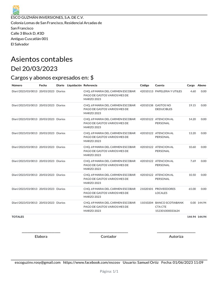 Asientos Contables | PDF