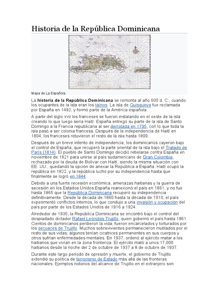 Historia de la República Dominicana | PDF | República Dominicana