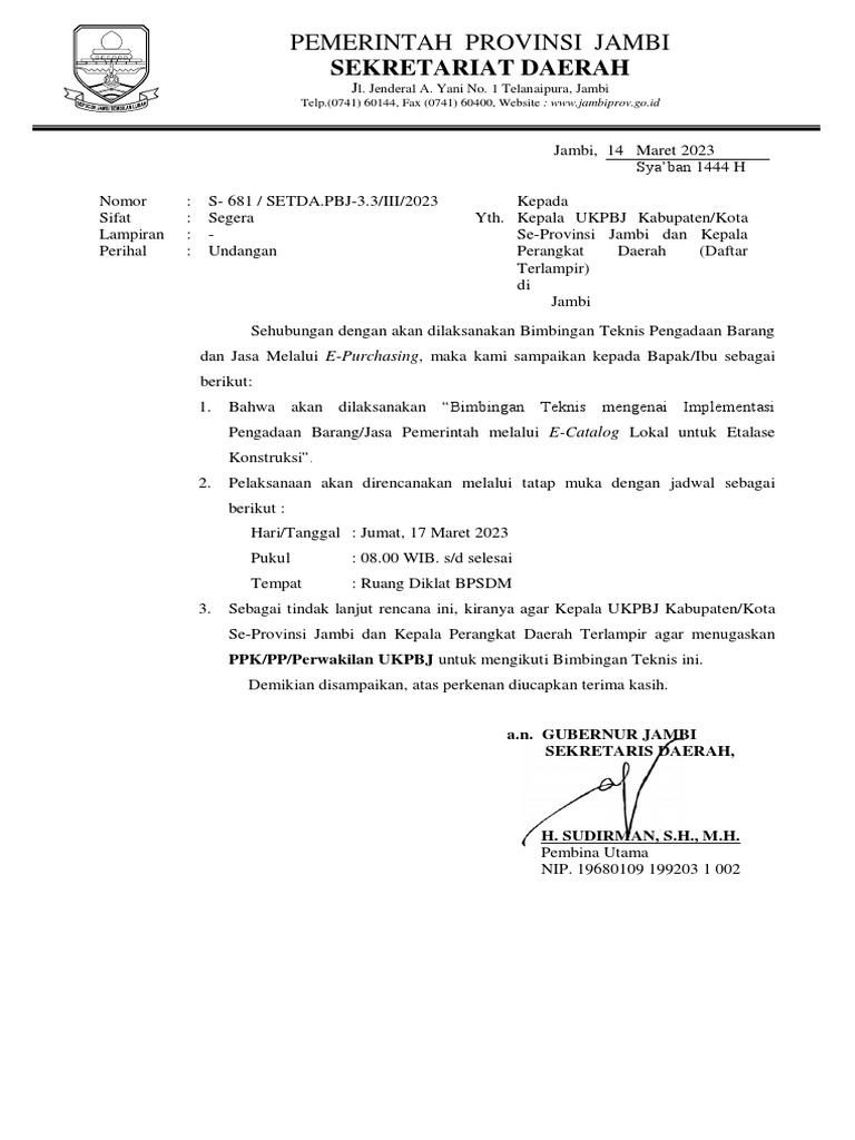 Surat Undangan Bimtek Katalog Lokal (2) - 2-5 | PDF