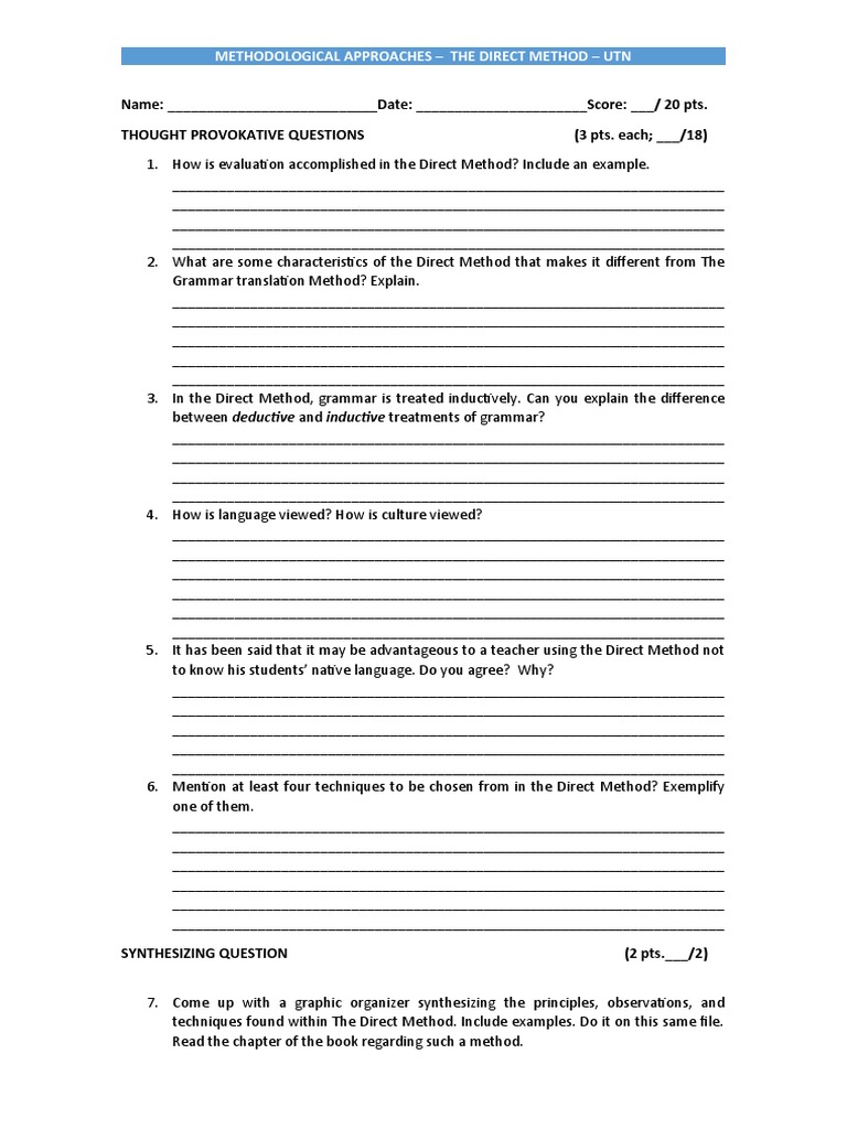 The Direct Method Worksheet | PDF | Methodology | Science