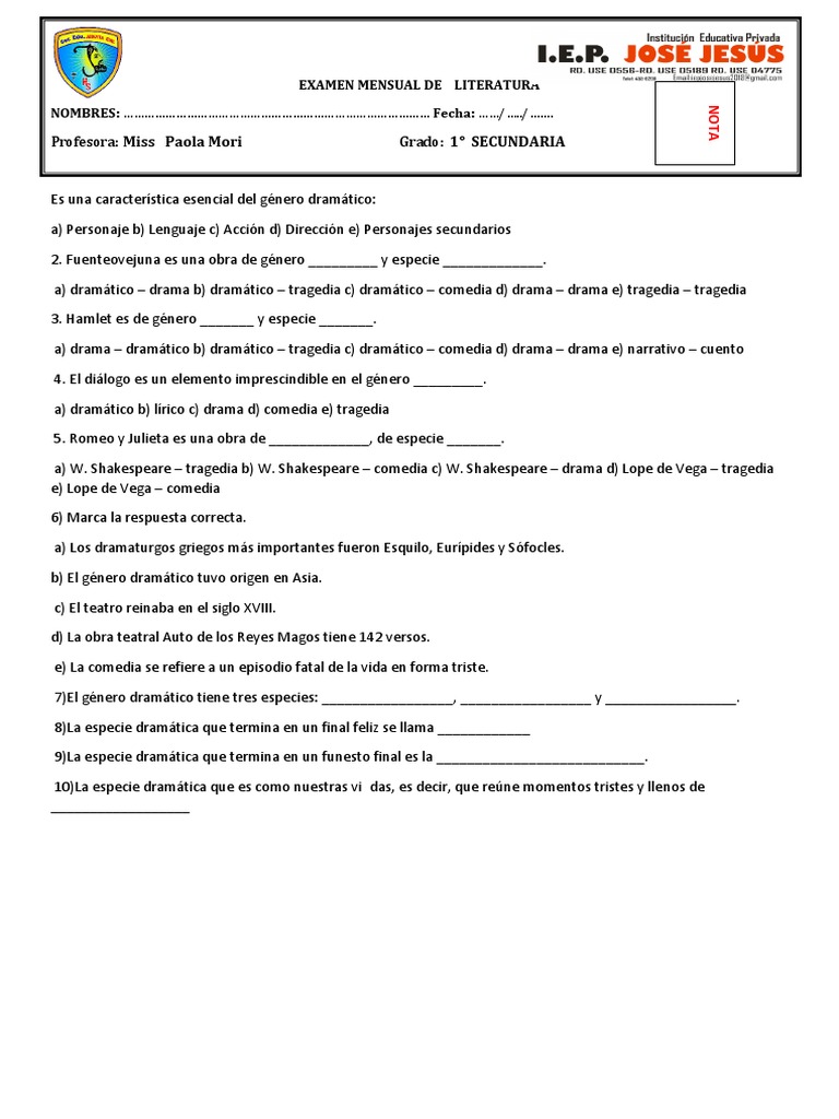 Literatura 1er Año | PDF