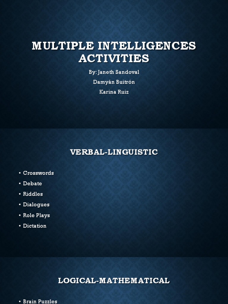 Multiple Intelligences Activities | PDF