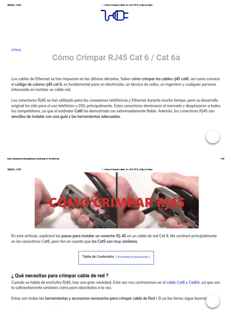 Cómo Crimpar Cable RJ 45 CAT 6 - Paso A Paso | PDF | Ingenieria ...