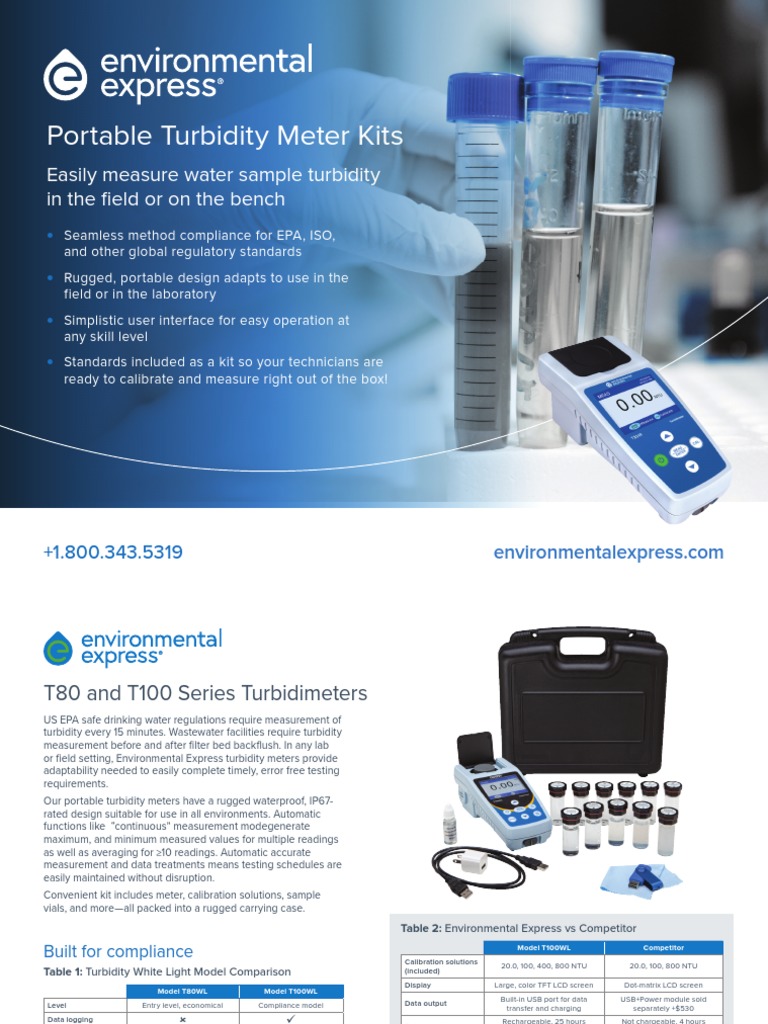 Environmental Express Portable Turbidity Meter Kits Brochure | PDF