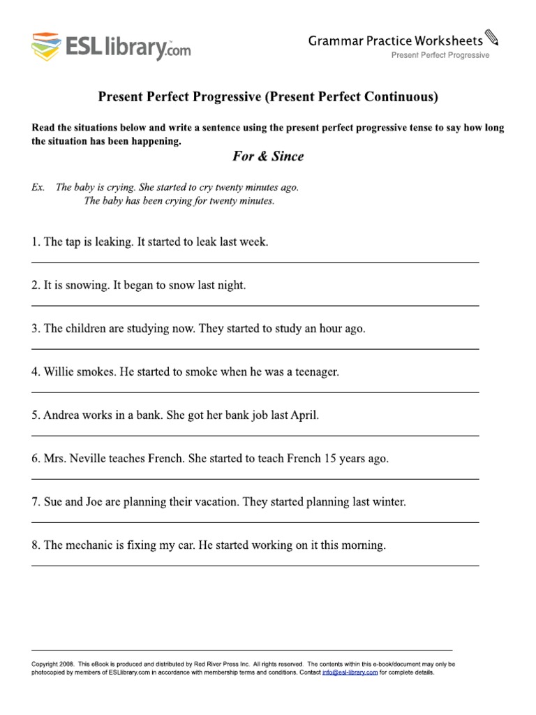 Taller II - Present Perfect Continuous | PDF