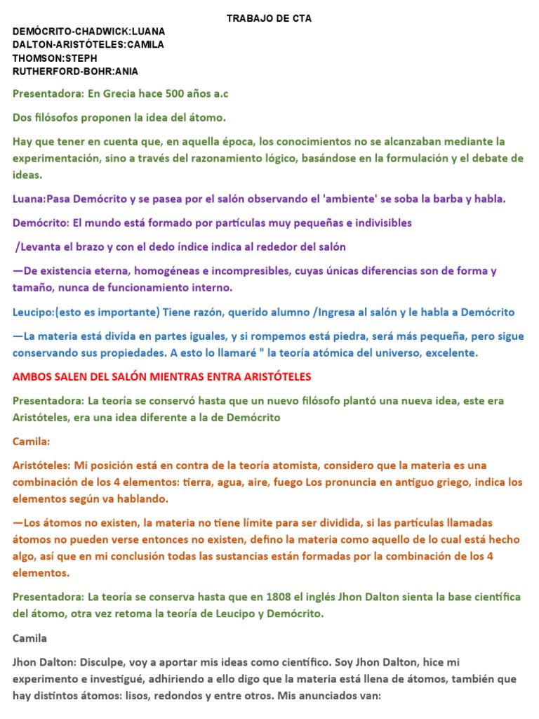 Guión Cta | PDF | Núcleo atómico | Átomos