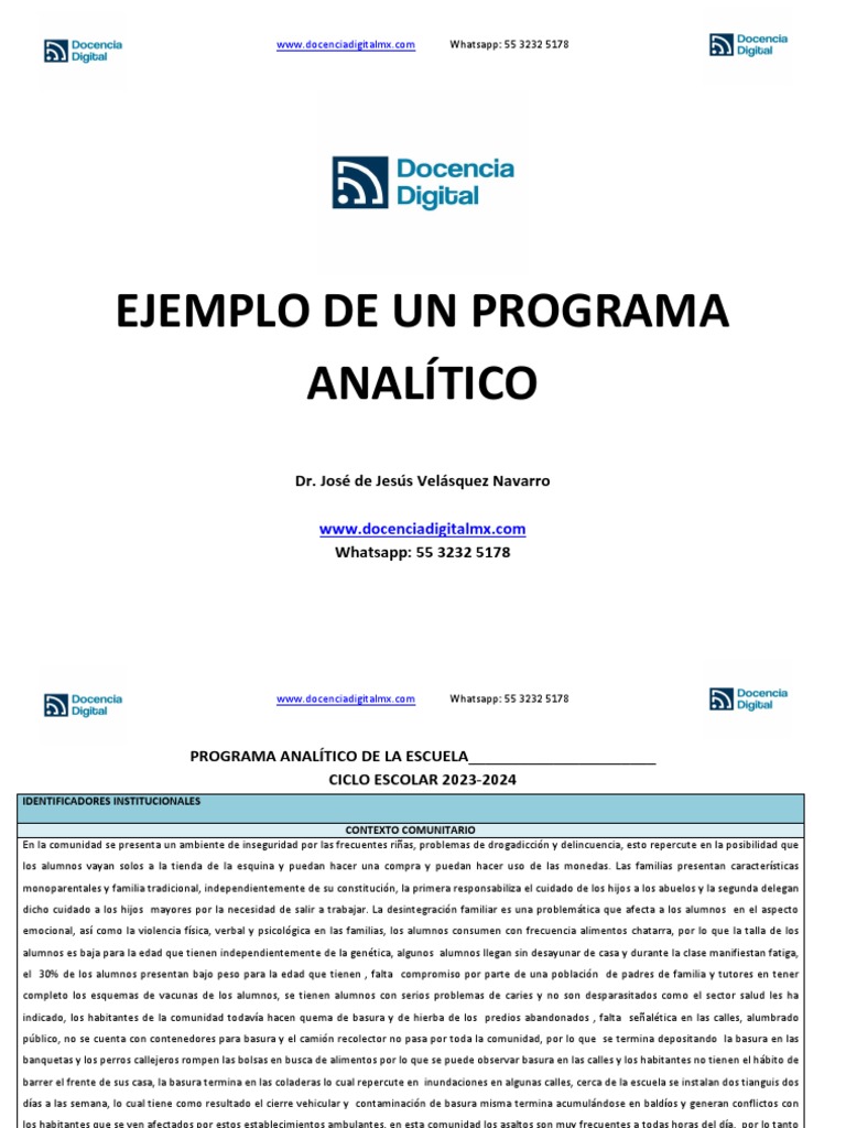 Ejemplo de Un Programa Analítico | PDF | Evaluación | Inclusión (Educación)